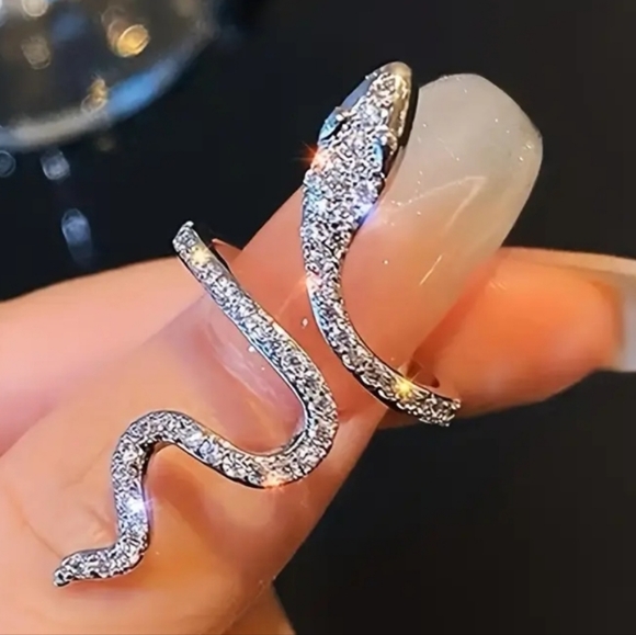 Jewelry | Nwt Chic Silver Rhinestone Snake Wrap Ring | Poshmark